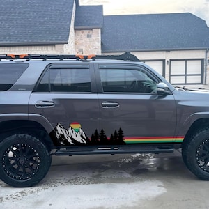 Overland Woodland Truck Decal Sticker. Mountain Forest Sunset Yellow ...