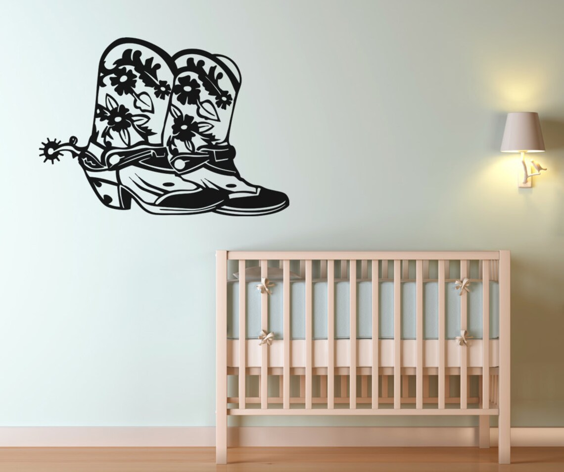 Vinyl Wall Decal Sticker Cowboy Boots OSAA349B | Etsy