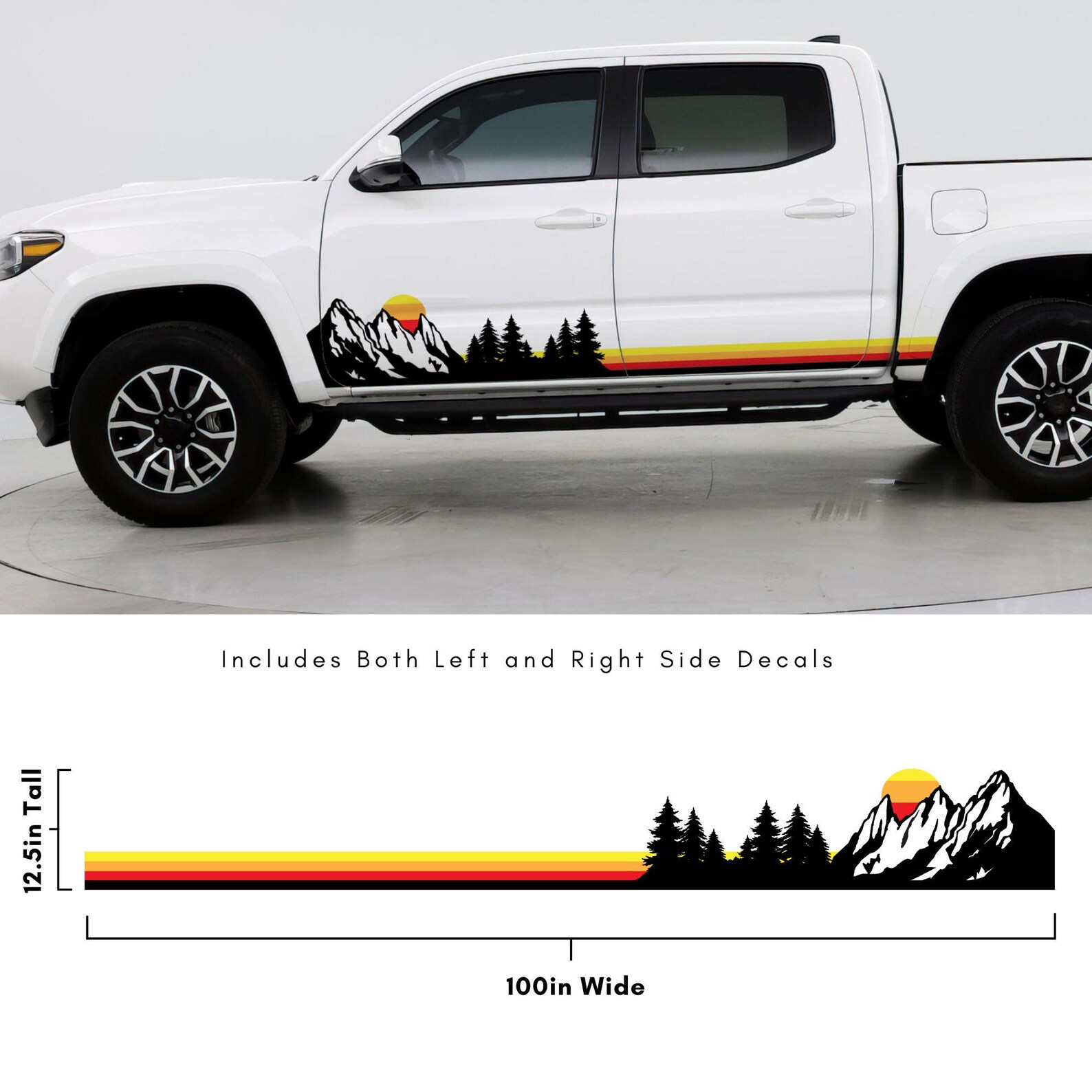 Overland Woodland Truck Decal Sticker. Mountain Forest Sunset Yellow ...