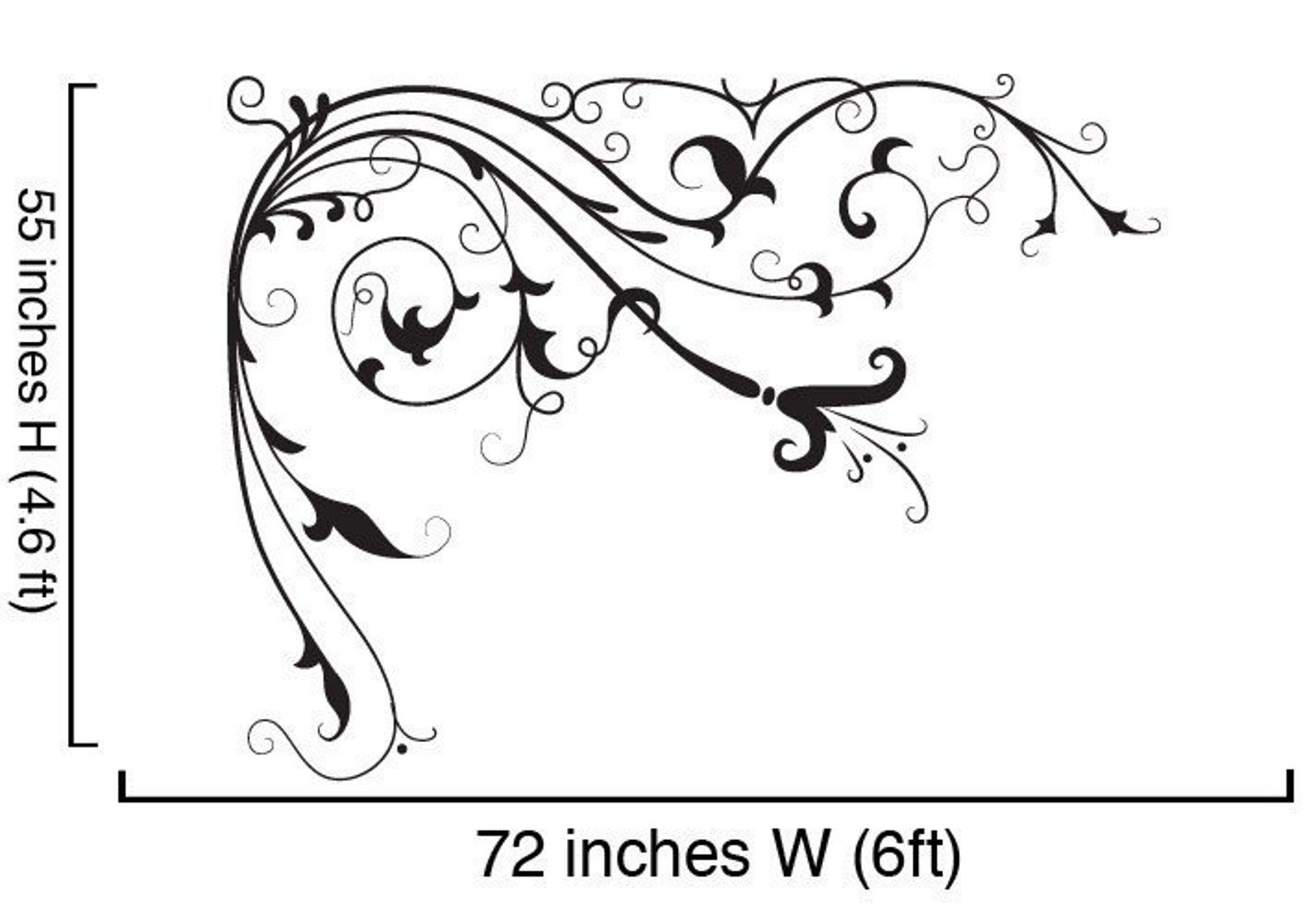 Vinyl Wall Decal Sticker Flower Vines Floral Edge Large 72x55 - Etsy