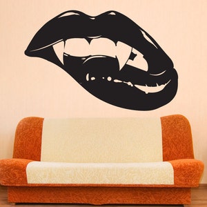 Vinyl Wall Decal Sticker Biting Vampire Lips 5426m - Etsy