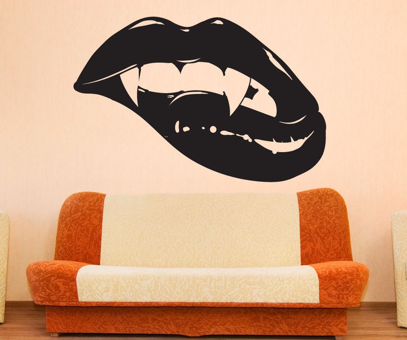 Vinyl Wall Decal Sticker Biting Vampire Lips 5426m - Etsy