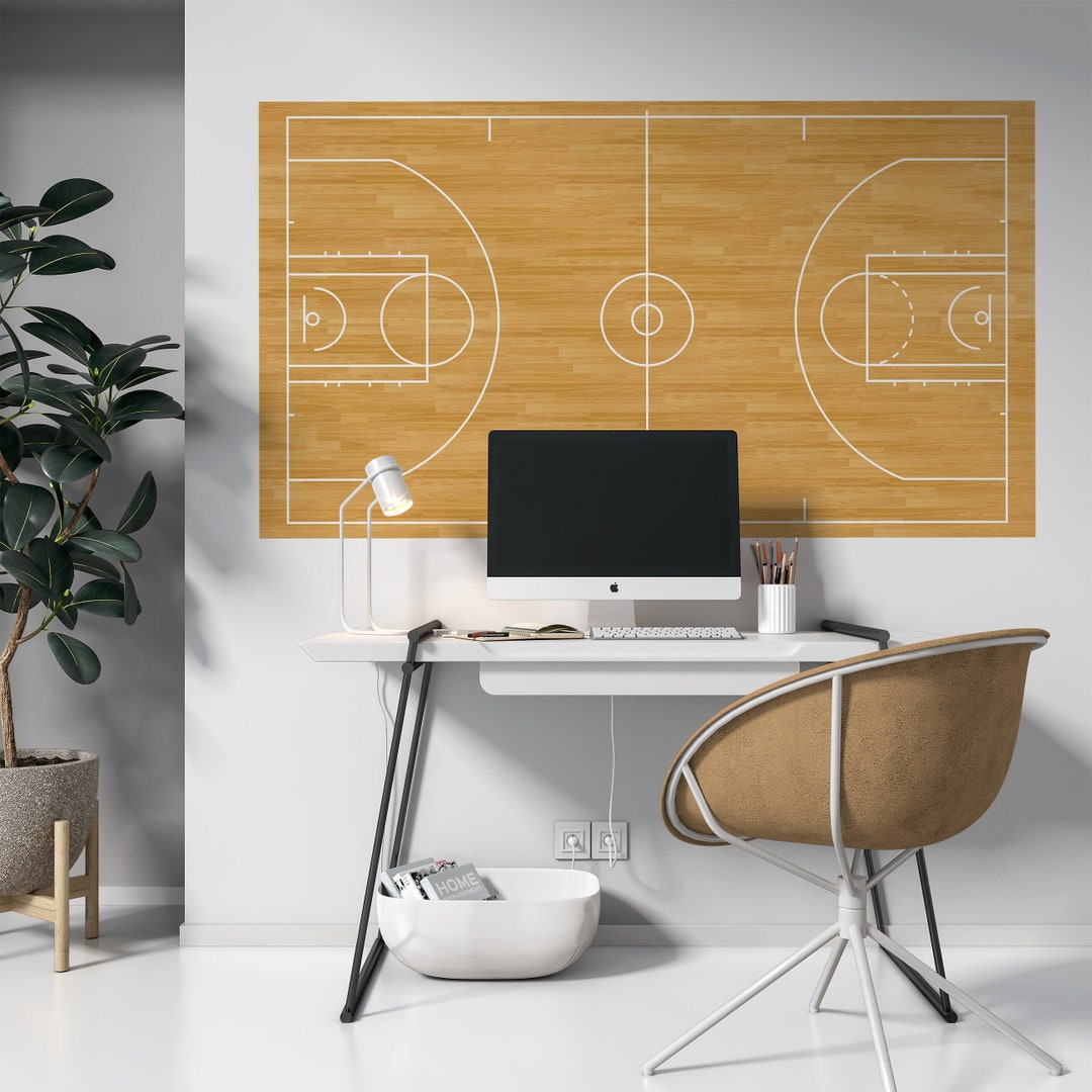 Basketball Wallpaper Theme. Basketball Hardwood Floor Court Wall Mural ...