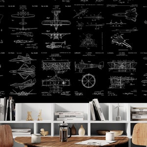 Aviation Wallpaper Mural. Featuring Military Jet and Airplane Patent ...