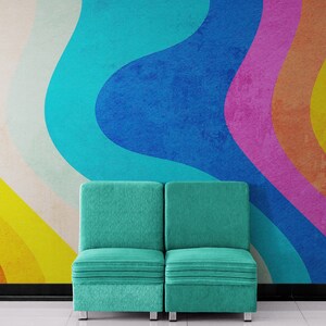 Rainbow Wallpaper Abstract Retro Rainbow Pattern Wall Mural Peel and ...