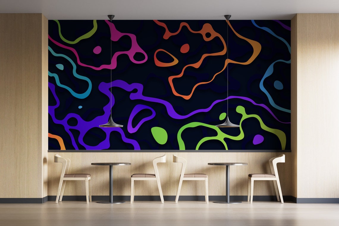 Colorful Abstract Fluid Lines Wallpaper. Modern Liquid Home Design ...