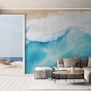 Blue Ocean Wave Wall Mural Wallpaper – Coastal Beach-themed Decor for ...