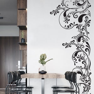 Swirl Flower Wall Decal Sticker. Floral Ornaments Wall Sticker. Closet ...
