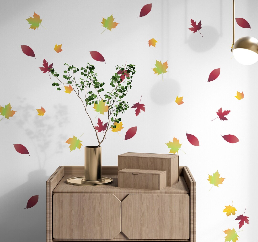 Autumn Leaves Wall Decal Stickers - Fall Colors Decoration. Include 60 ...