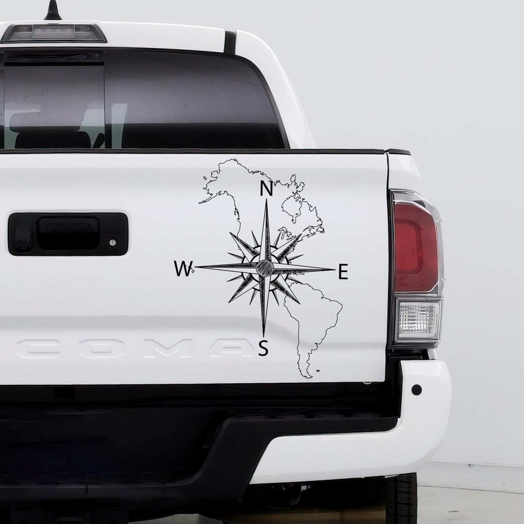 Map Compass Vehicle Decal. Nautical Wall Decal. World Map Theme Decor ...