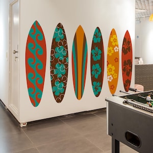 Surfboards Wall Decal Stickers – Set of 6 Vibrant Beach-themed ...