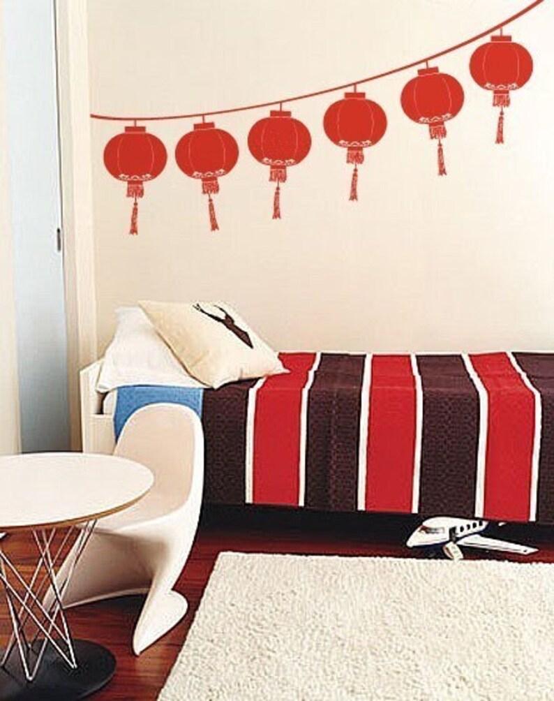 Chinese Lanterns Color Printed Wall Decal Sticker for Chinese | Etsy