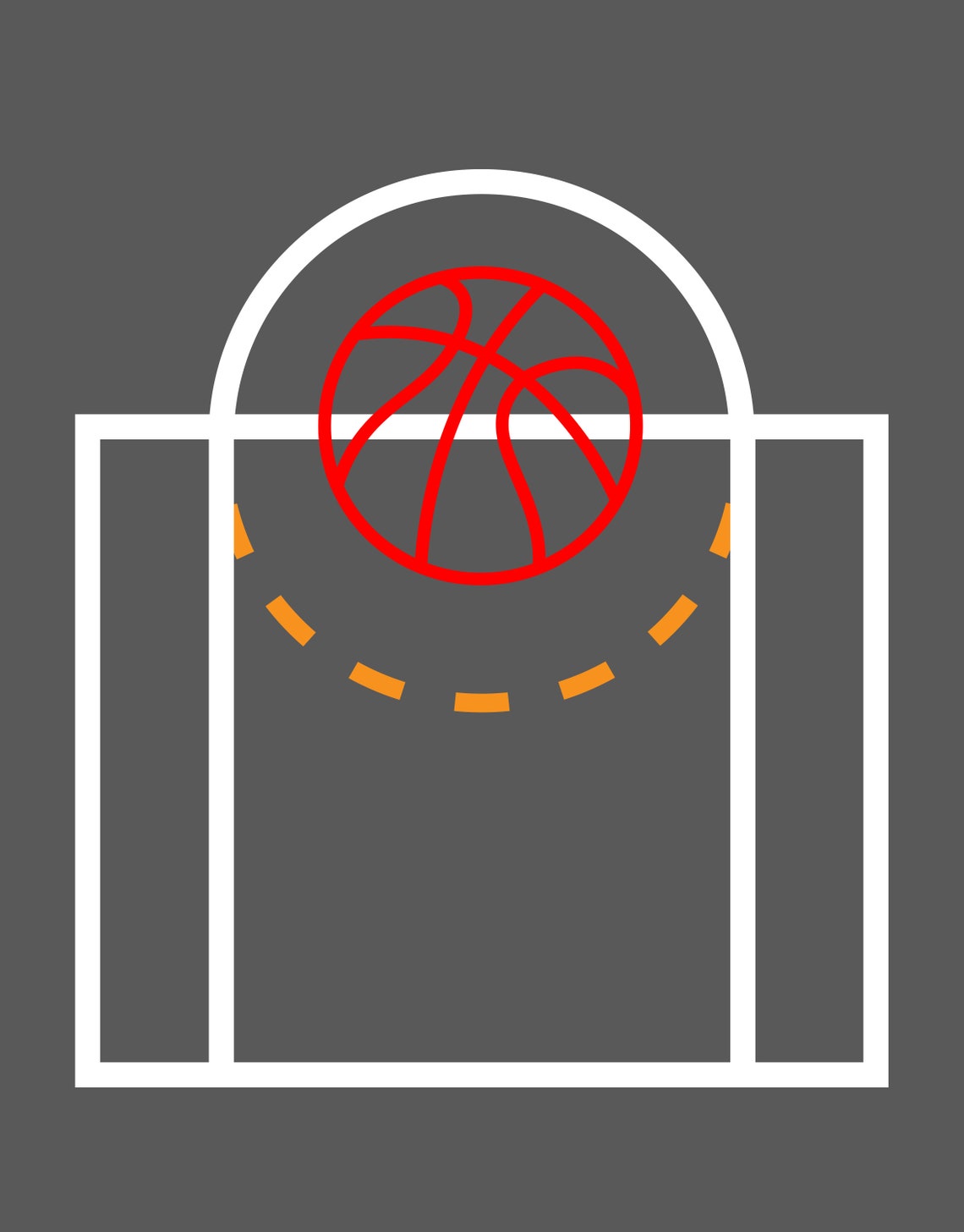 Basketball Free Throw Line Wall Decal. Boy's Room Home - Etsy