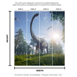 Dinosaur Wallpaper Mural Brontosaurus in Forest for Kids Room, Dino ...