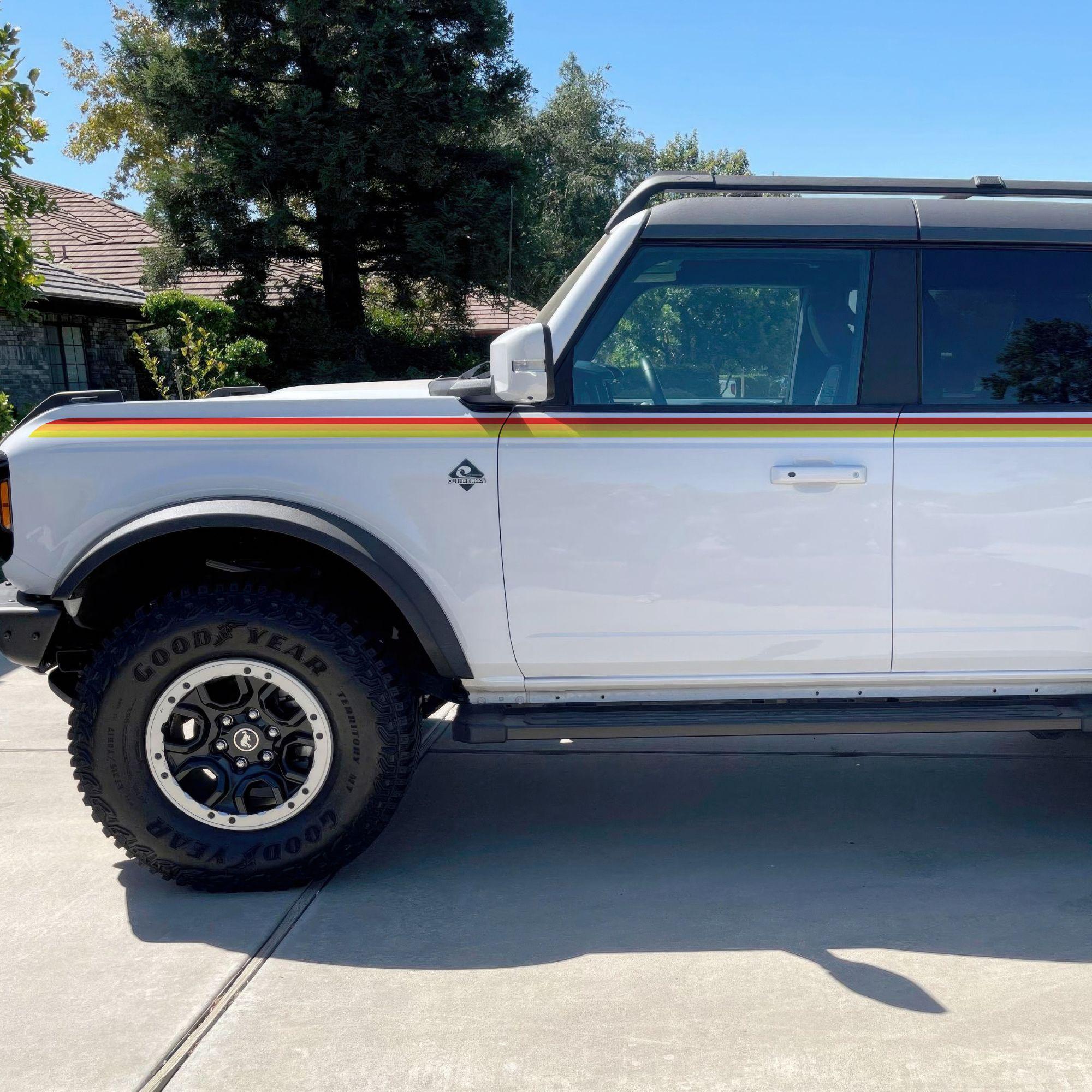 Retro 3 Color Stripes for Bronco Truck. Red, Orange, Yellow Racing Side ...