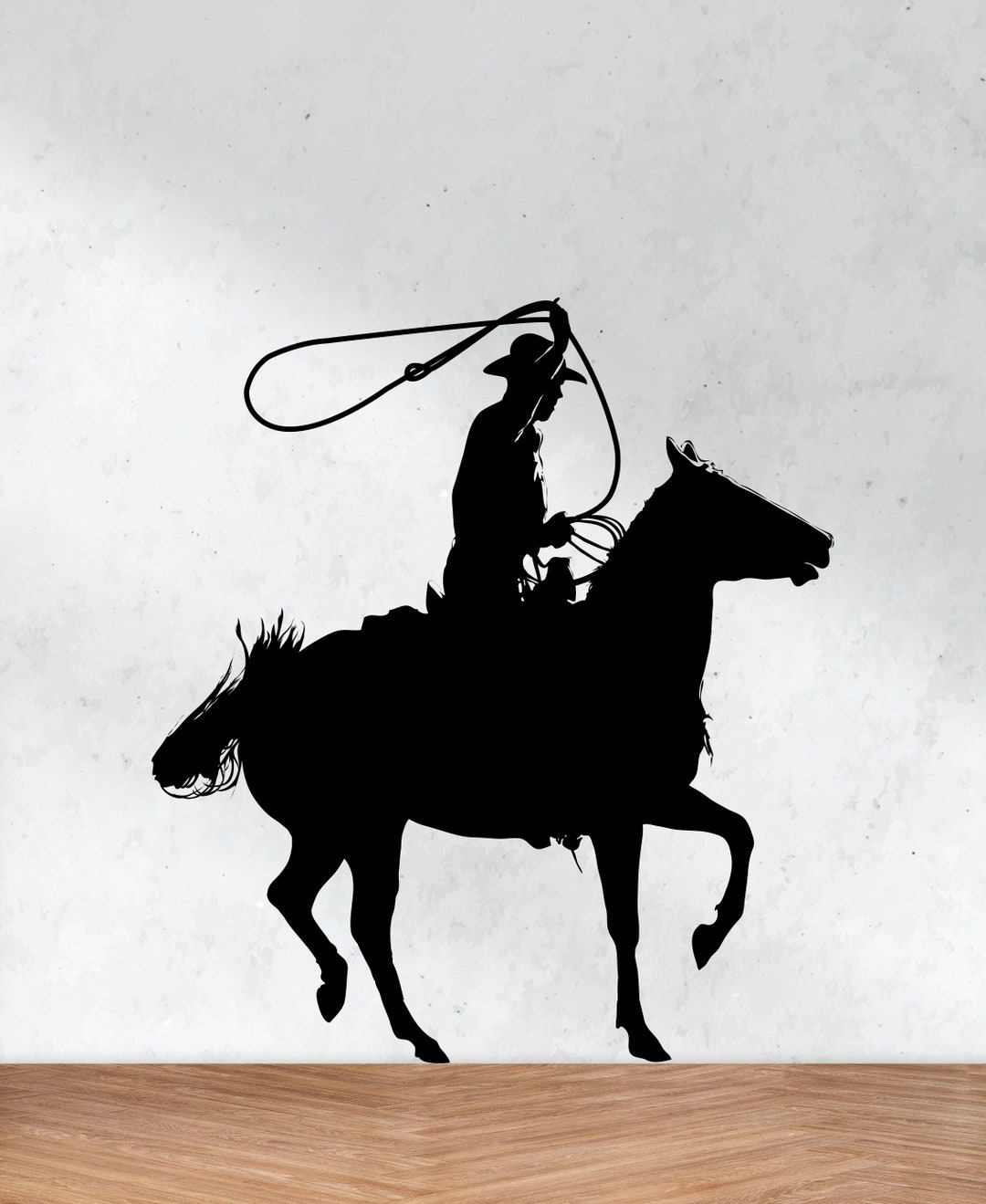 Cowboy Roping Wall Decal Sticker. black Color Vinyl Western - Etsy