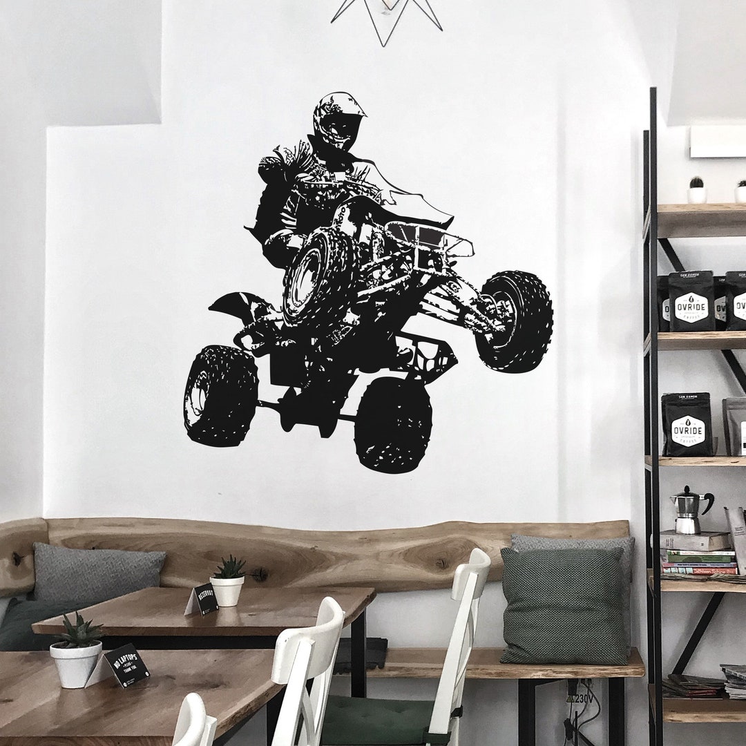 Motorsport Wall Decal. Quad Bike Wall Decal Sticker. ATV Four Wheeler ...