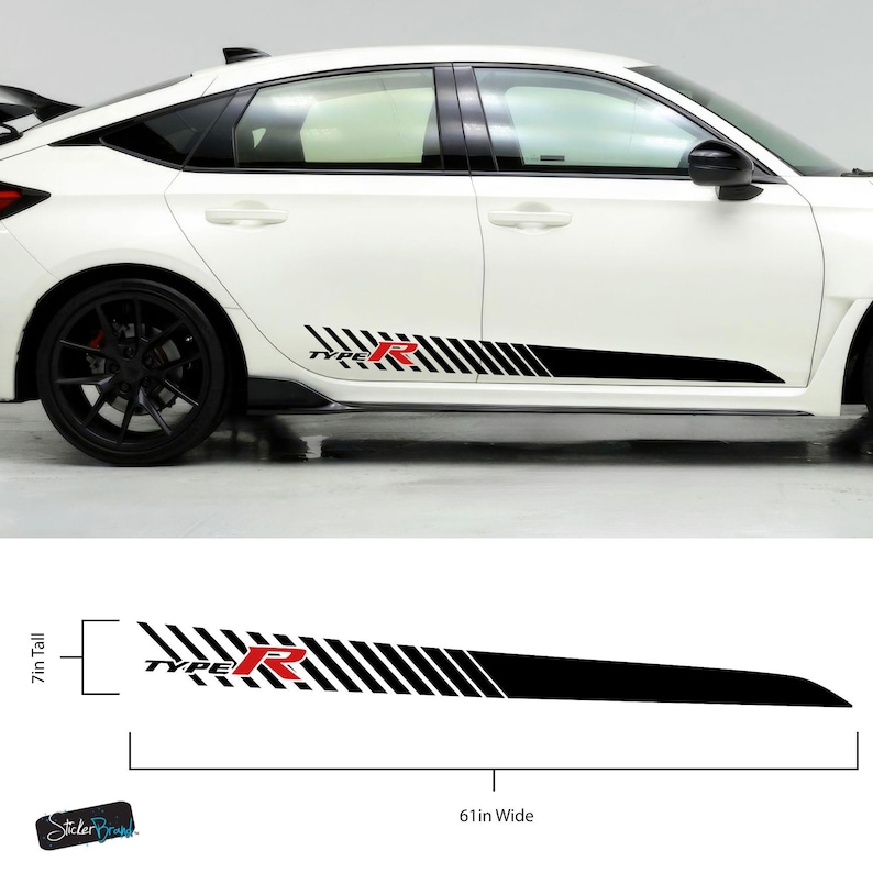 Car Decal for Honda Civic Type R. Sports Racing Graphic Decal Sticker ...