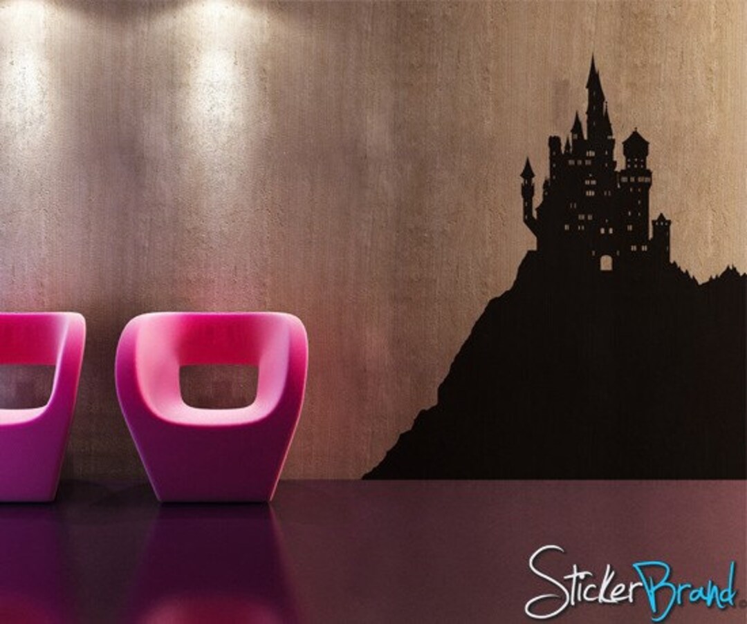 Castle on Mountain Vinyl Wall Art Decal Sticker. ktudor101a - Etsy