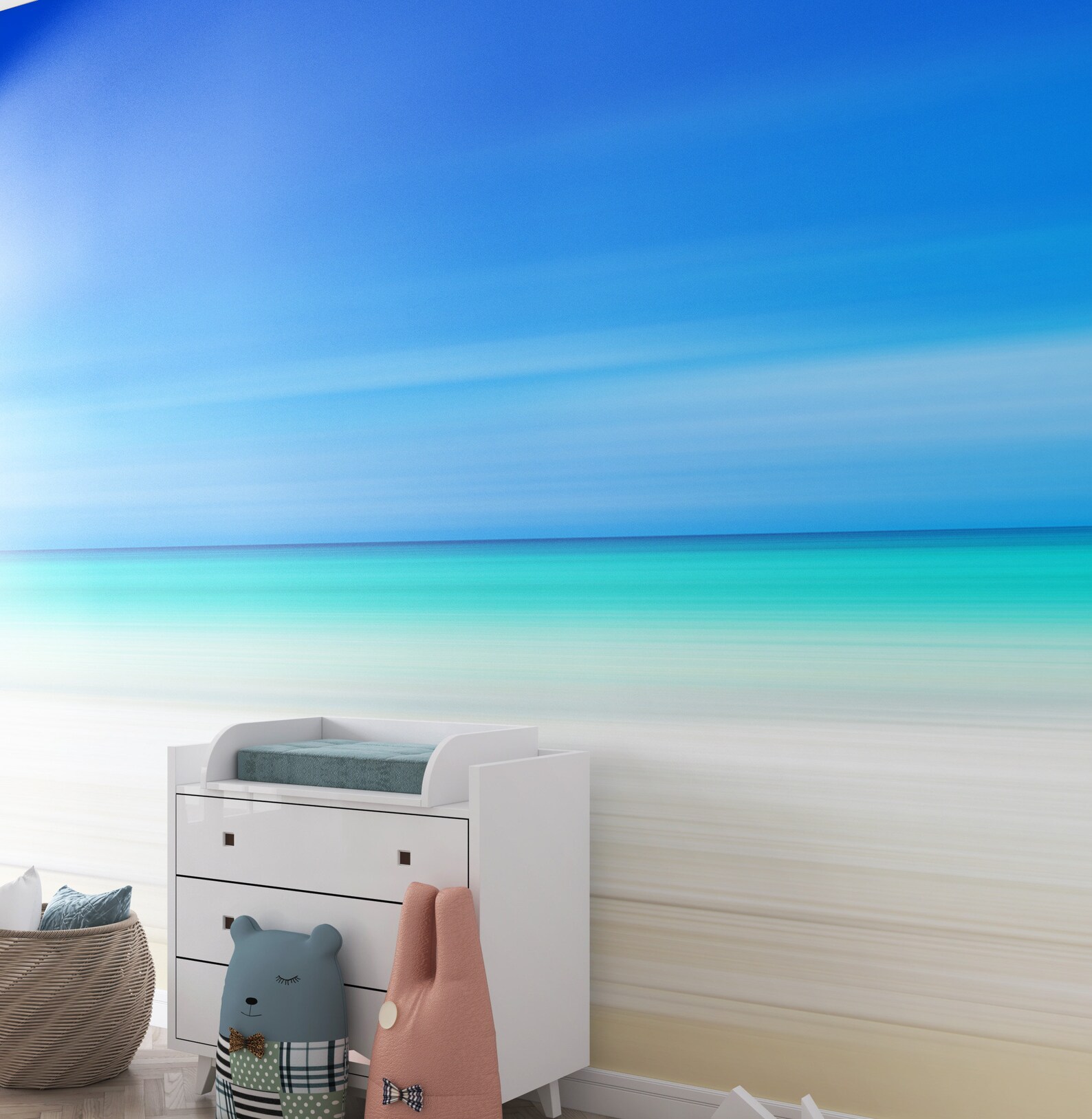 Tropical Beach Wall Mural. Abstract Blur View of Coastline Peel and ...
