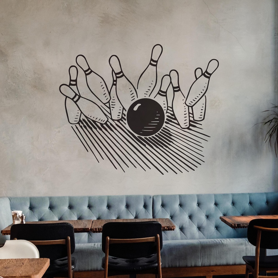 Bowling Wall Decal Sticker. Bowling Ball Striking Pins, Game Room, Kids ...