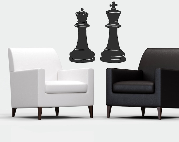 King and Queen Chess Pieces Vinyl Wall Decal Sticker. - Etsy