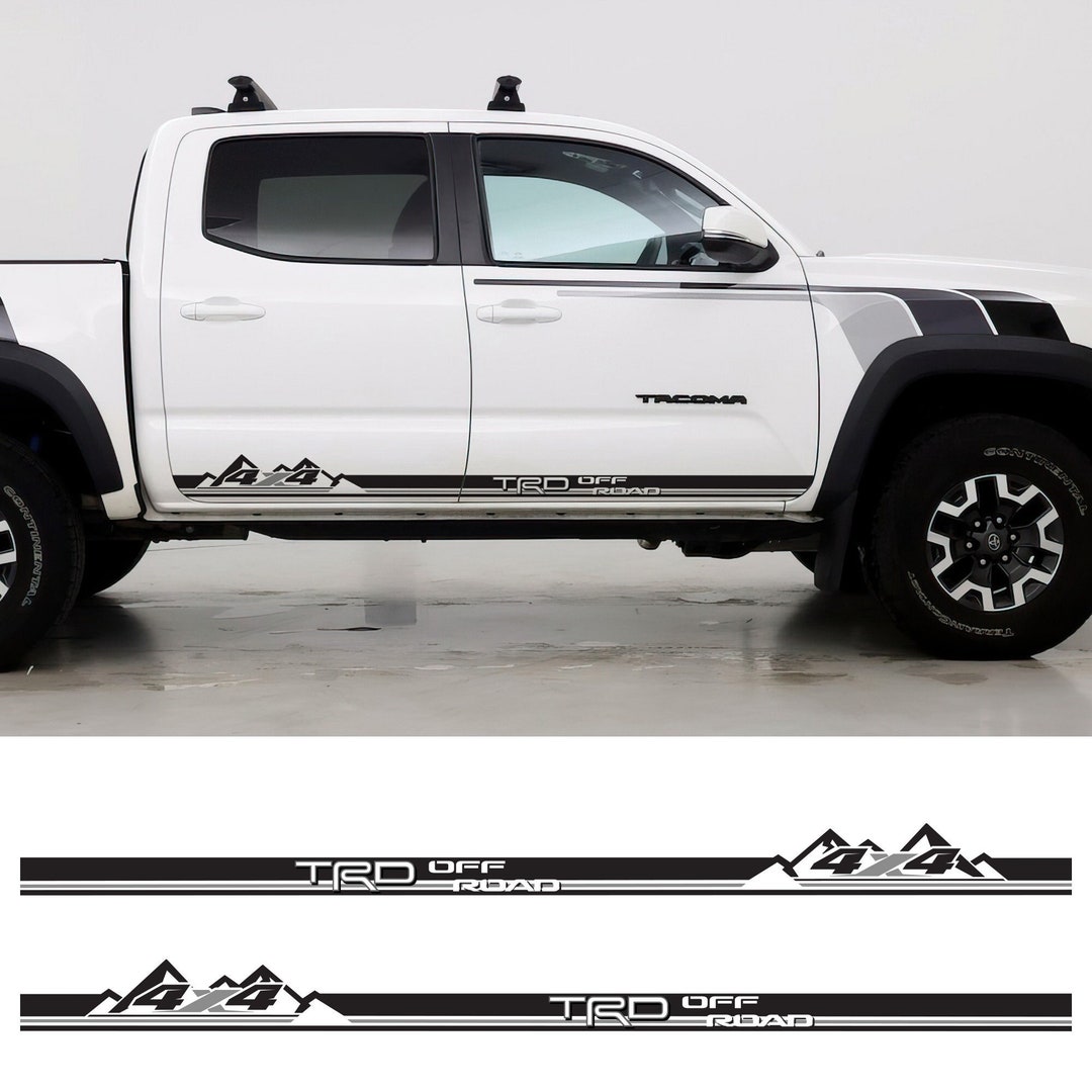 2 TRD Tacoma Side Doors Stripes Rocker Panel Vinyl Stickers Decal Kit ...