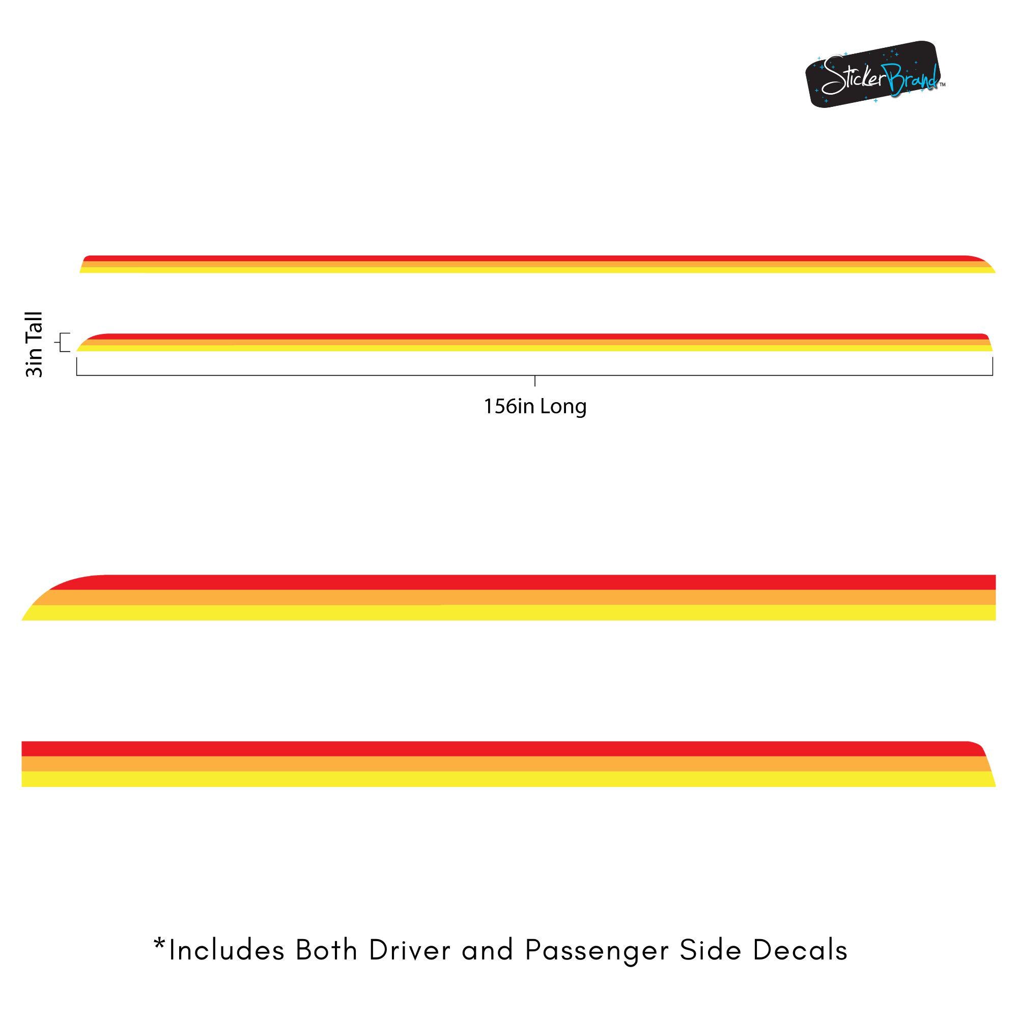 Retro 3 Color Stripes for Bronco Truck. Red, Orange, Yellow Racing Side ...