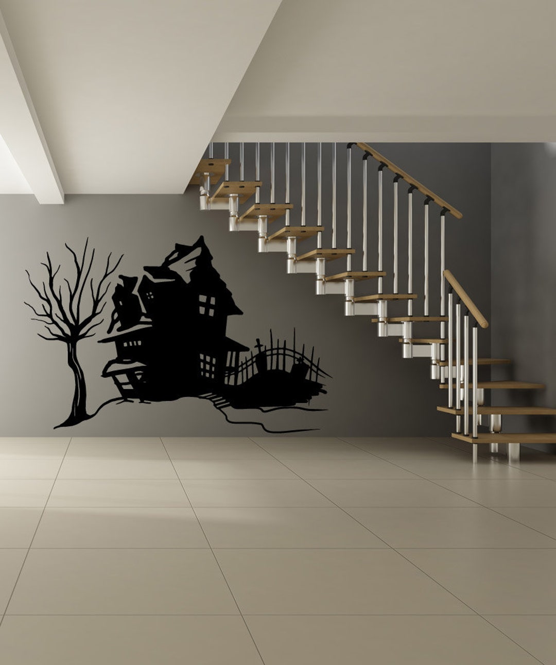Vinyl Wall Decal Sticker Spooky House Osmb652s - Etsy