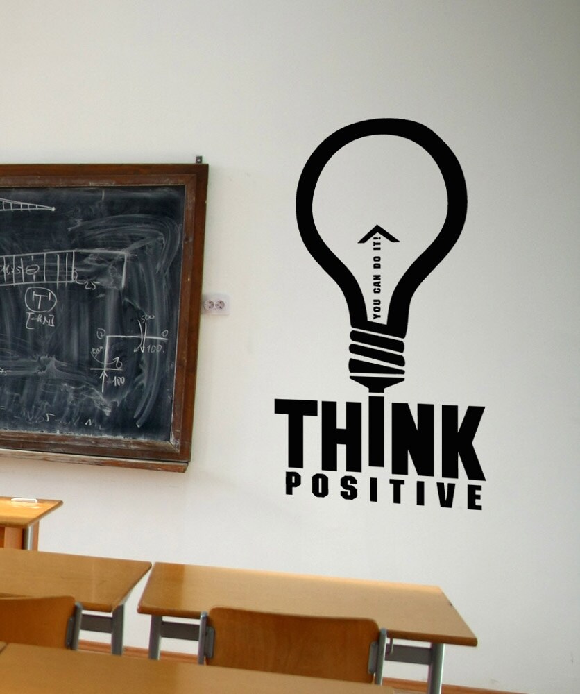 Motivational Quote Wall Decal Sticker. Think Positive Quote. Classroom ...