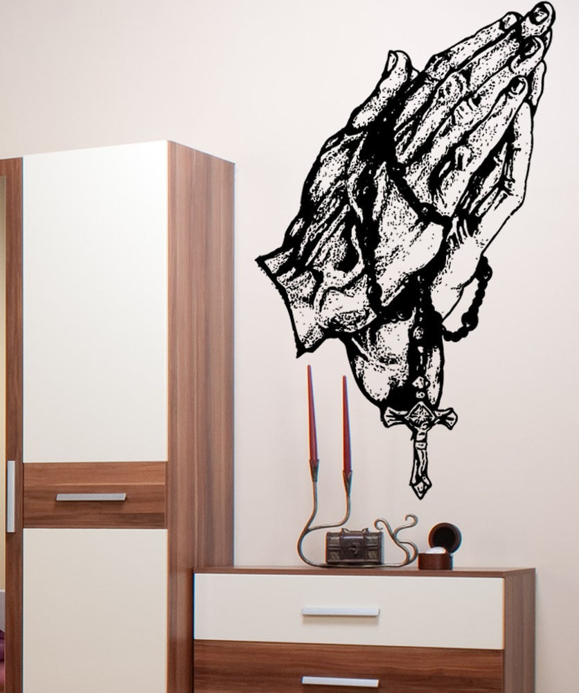 Rosary Hands Praying Wall Decal Sticker. Religious Theme - Etsy
