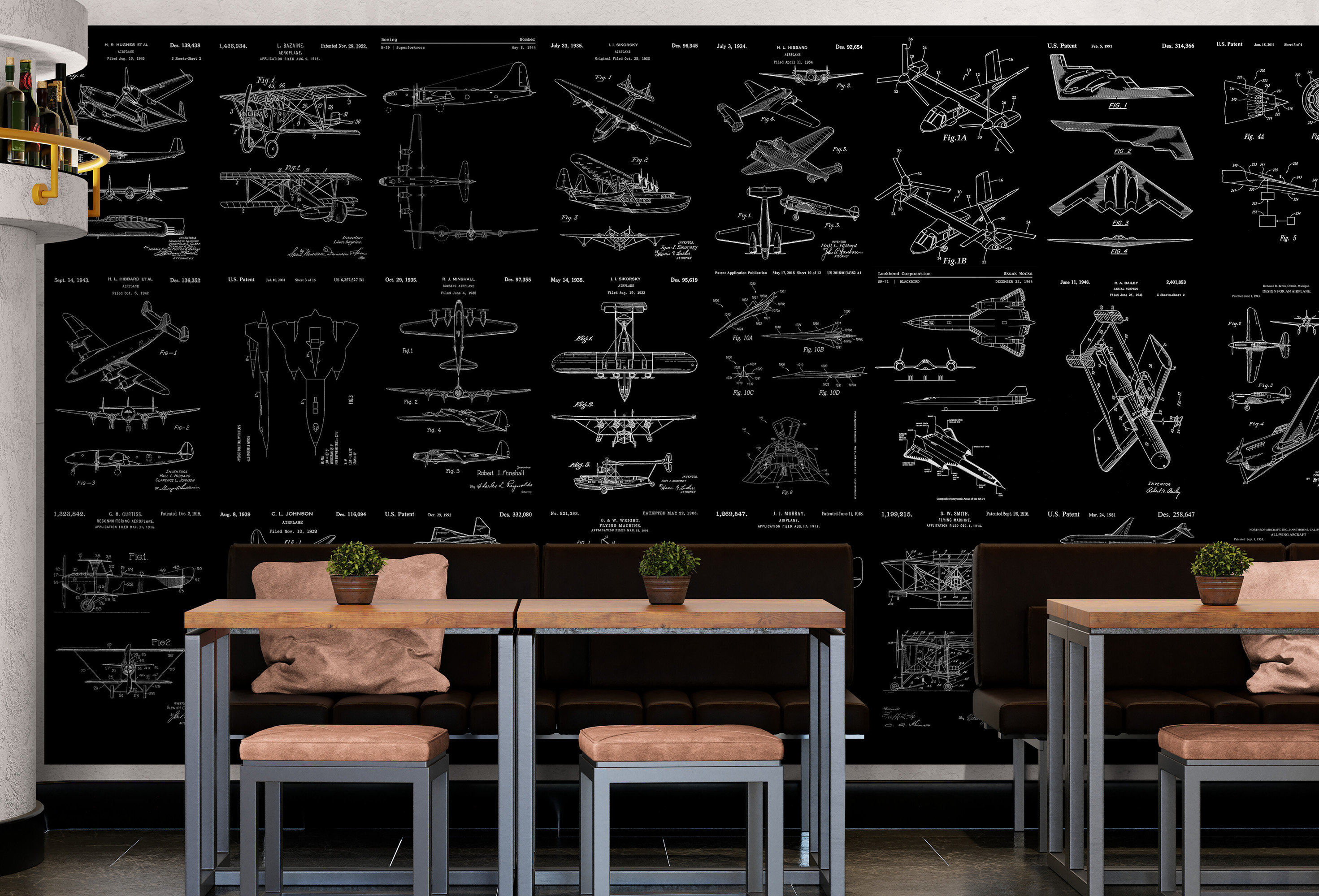 Aviation Wallpaper Mural. Featuring Military Jet and Airplane Patent ...