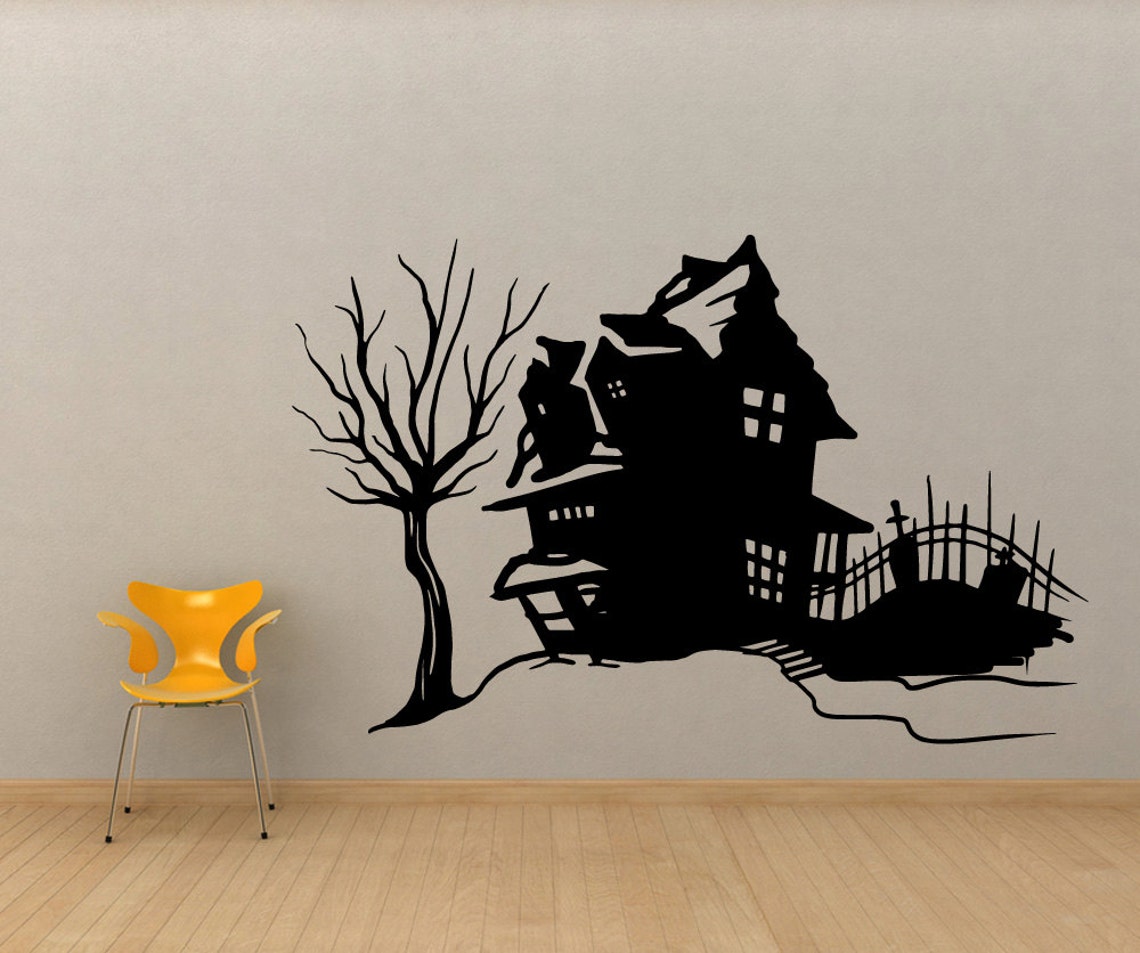 Vinyl Wall Decal Sticker Spooky House Osmb652s - Etsy