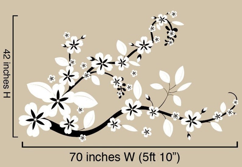 Vinyl Wall Decal Sticker Flower Floral Asian Blossom Item 284A - Etsy