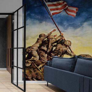 American Flag Wallpaper Mural – Patriotic Art Military Wall Decor ...