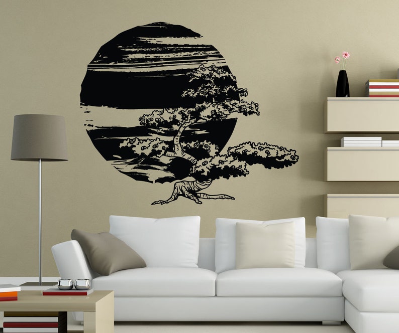 Vinyl Wall Decal Sticker Bonsai Tree With Sun 1244s - Etsy
