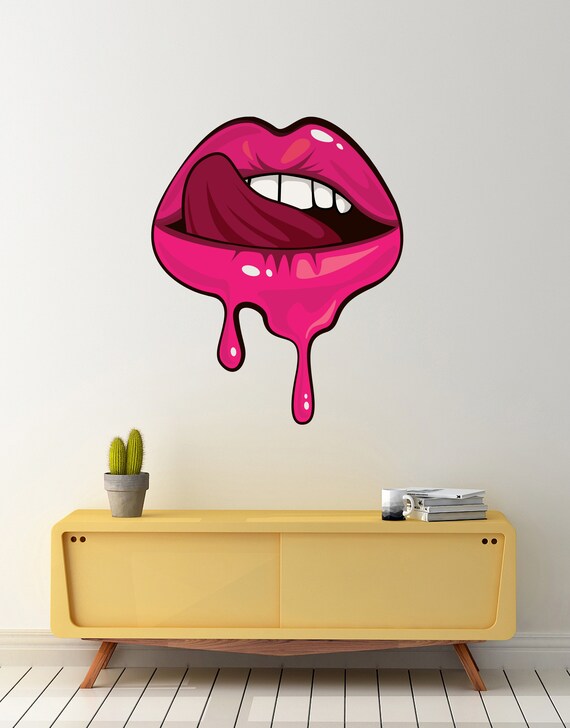 Sexy Red Lips Licking Wall Graphic Decal. 6253 | Etsy