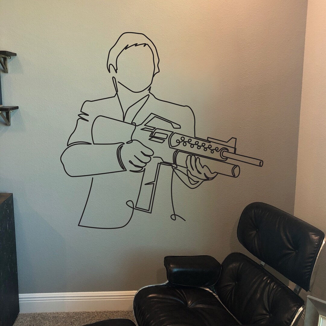 Movie Room Decoration, Scarface Line Art Wall Decal Sticker. Home ...