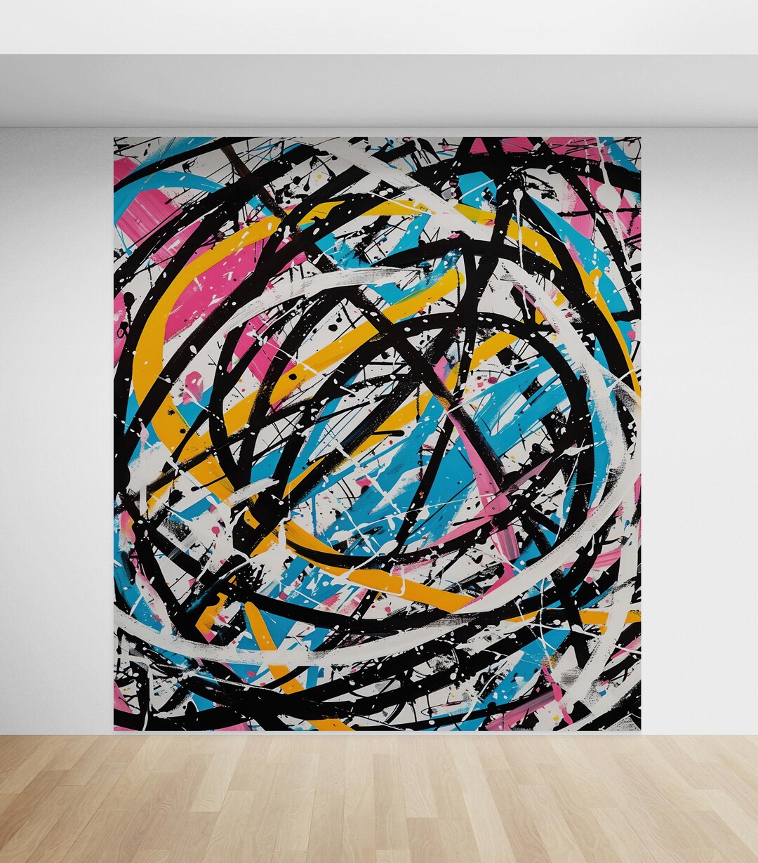 Jackson Pollock Style Painting Wallpaper Mural. Colorful Swirly ...