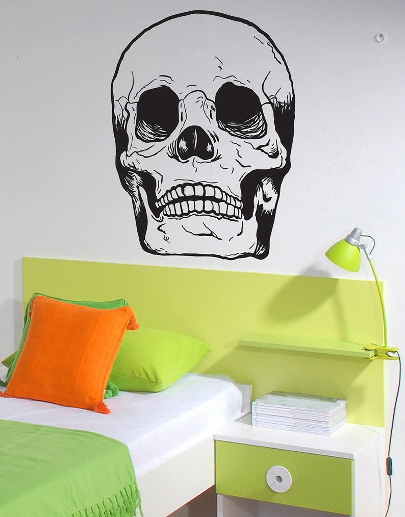 Skull Wall Decal Skull Bones Wall Sticker Large Size Skull - Etsy