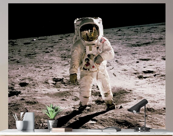 Astronaut on the Moon Wall Mural. Space Theme Decor. 6317 | Etsy