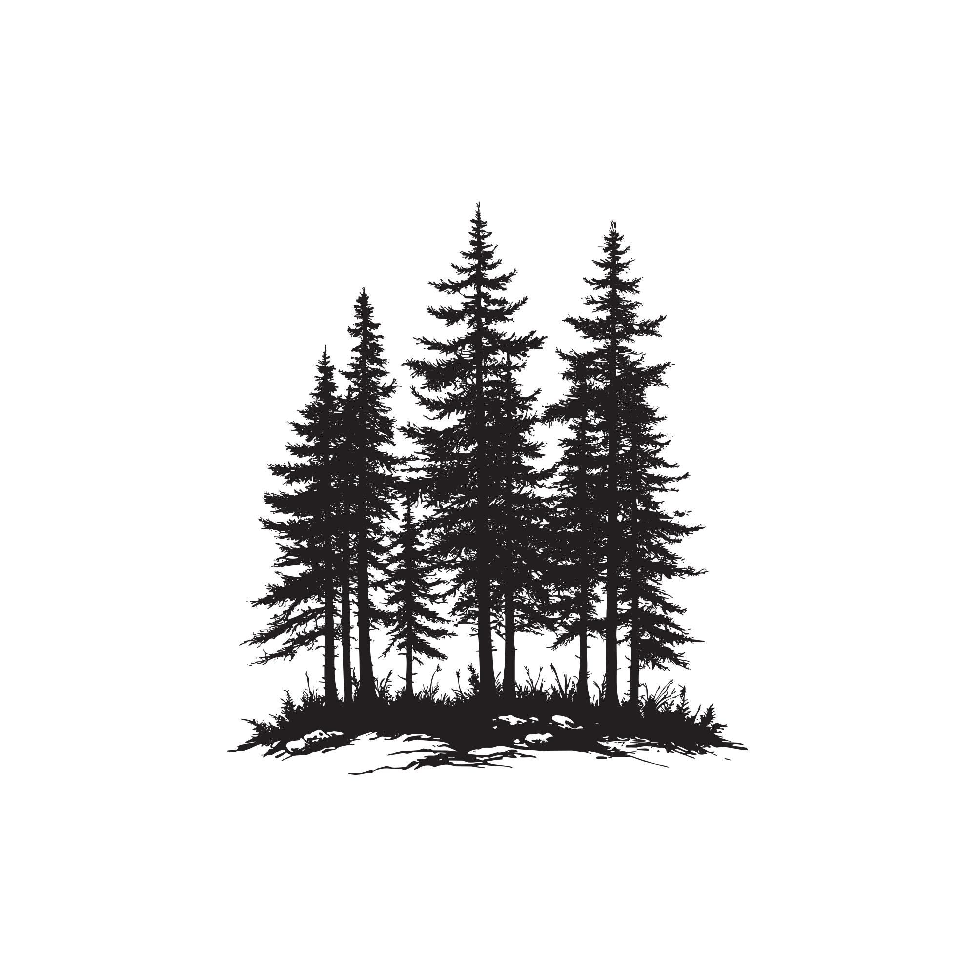 Forest Tree Wall Decal Sticker. Large Pine Tree Nature Vinyl Mural for ...