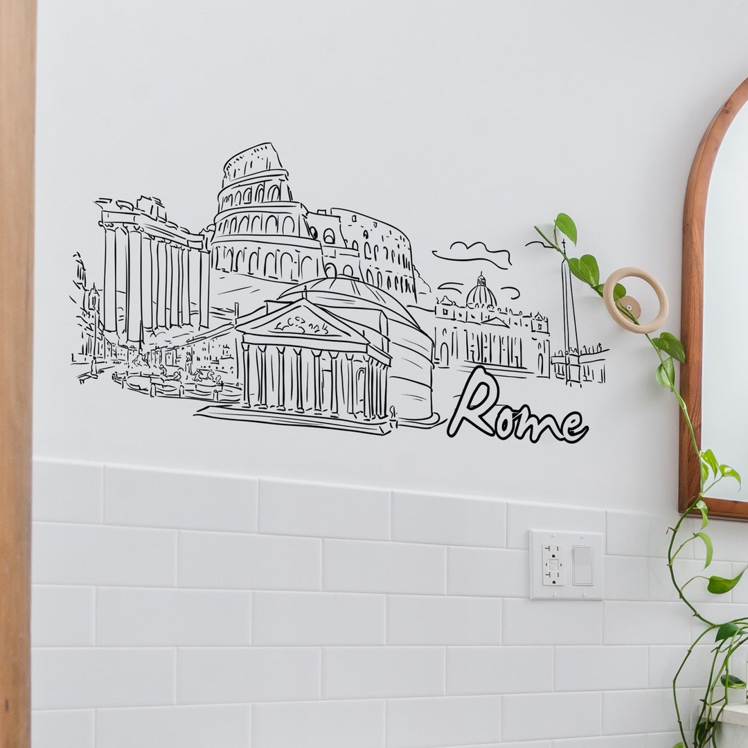 City of Rome Wall Decal Sticker. European Theme Decor. Travel Theme Art ...