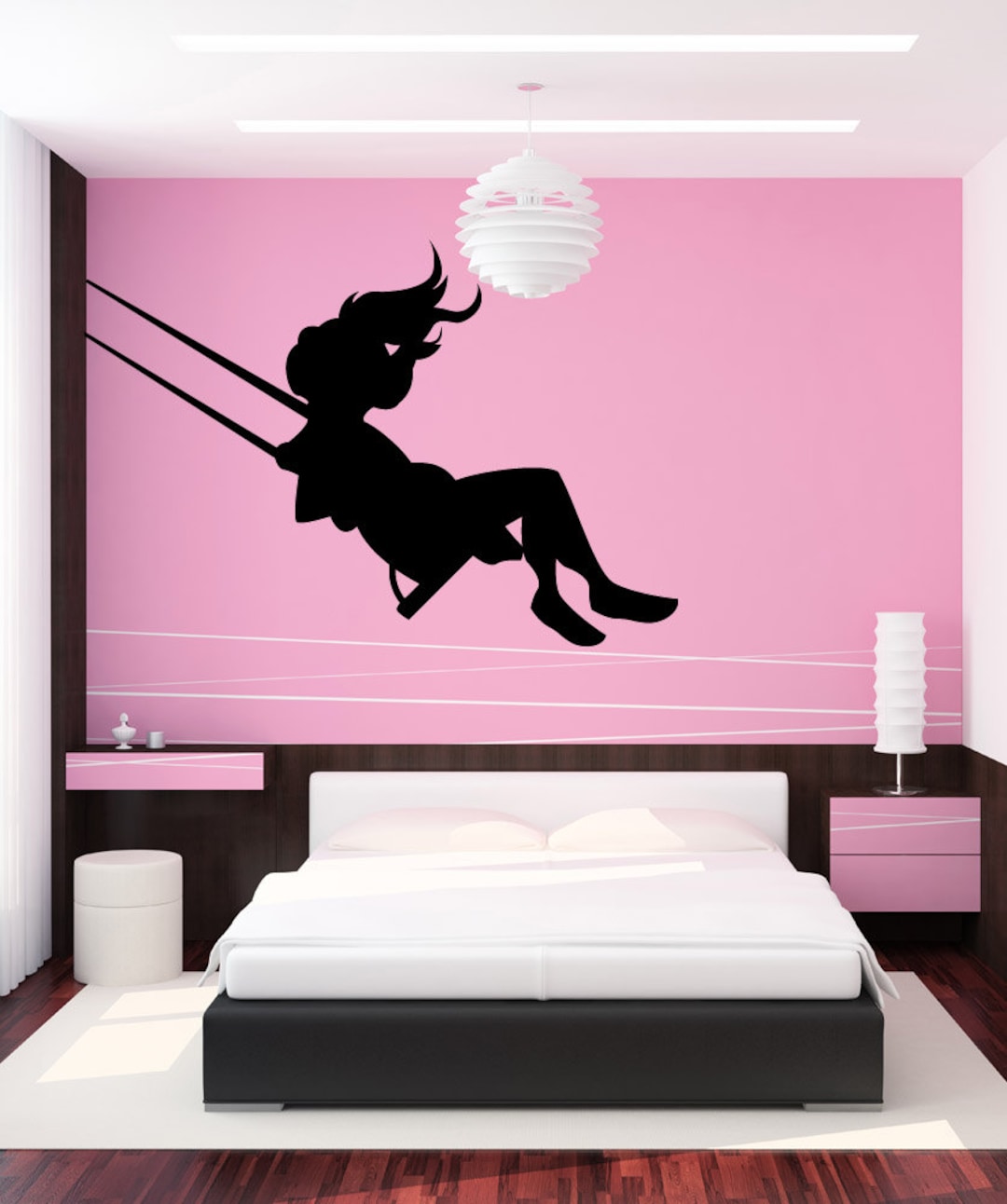Vinyl Wall Decal Sticker Girl on Swing Osmg445s - Etsy