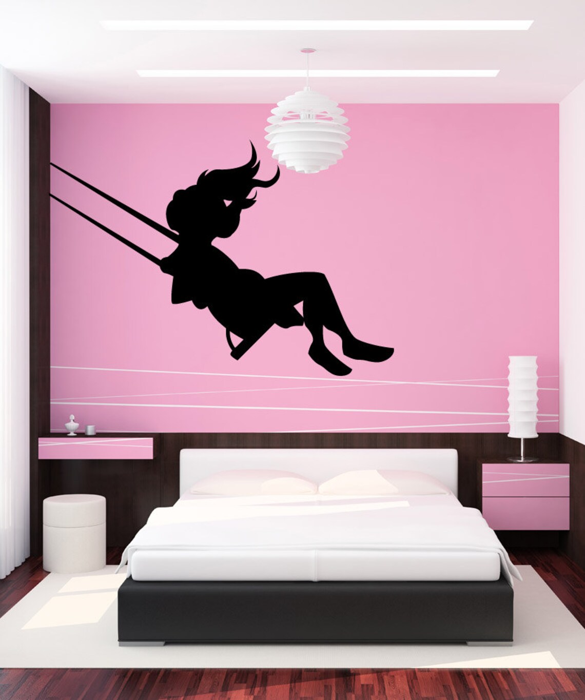 Vinyl Wall Decal Sticker Girl on Swing Osmg445s - Etsy