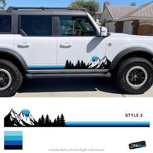Overland Woodland Decal Sticker. Mountain Forest Sunset Blue, Black ...