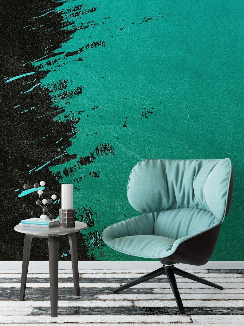 Paint Splash Wall Mural. Emerald Green Brush Stroke Peel and Stick ...