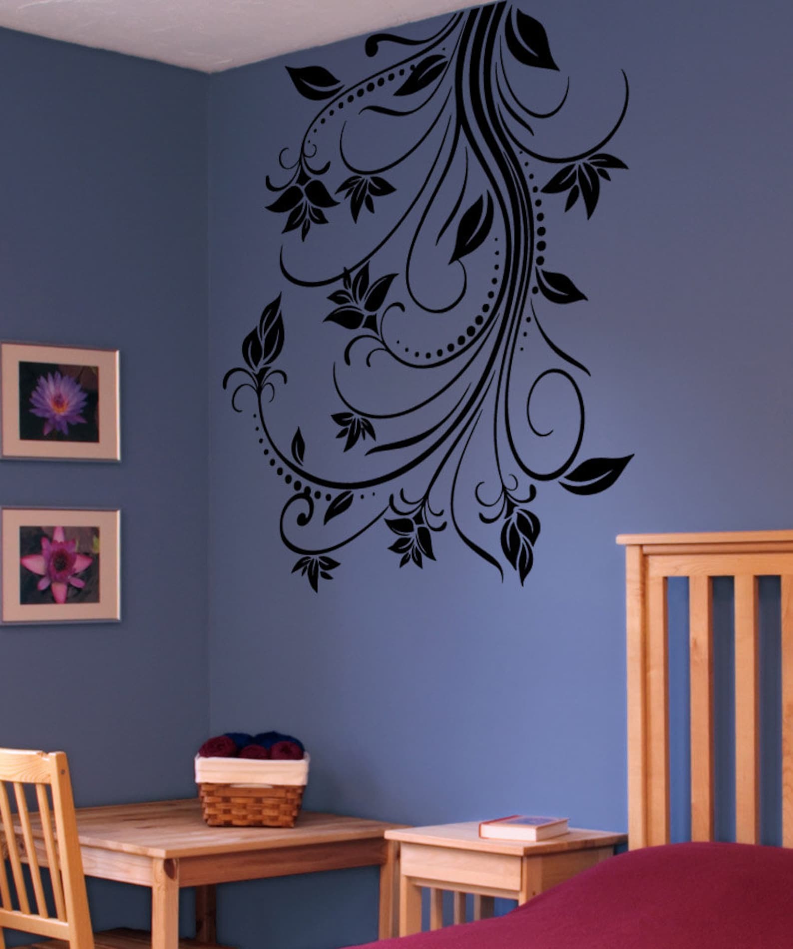 Vinyl Wall Decal Sticker Hanging Floral Swirl 5324m - Etsy