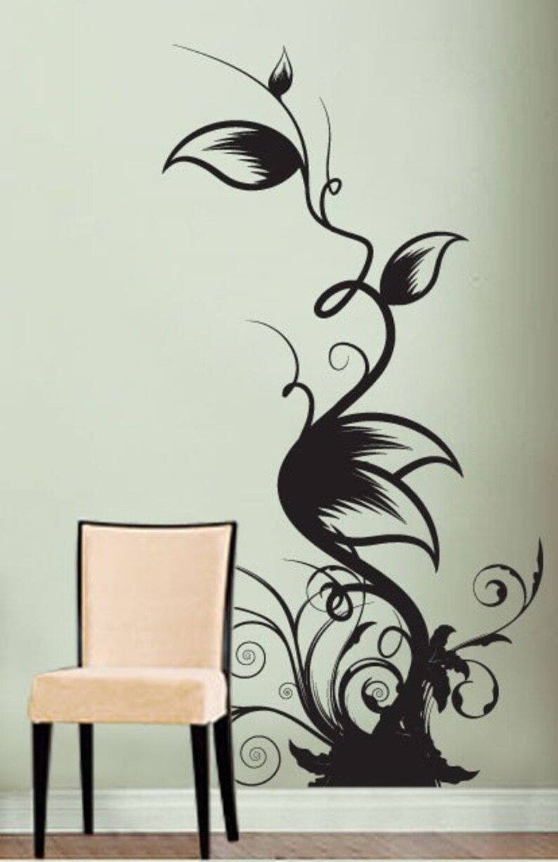 Vinyl Wall Decal Sticker Floral Leaves Swirls 6ft - Etsy