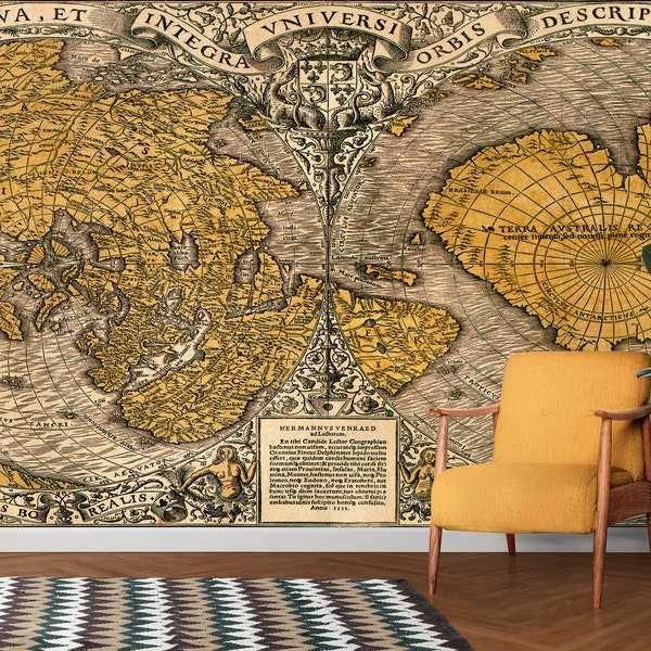 Antique World Map Mural - Etsy